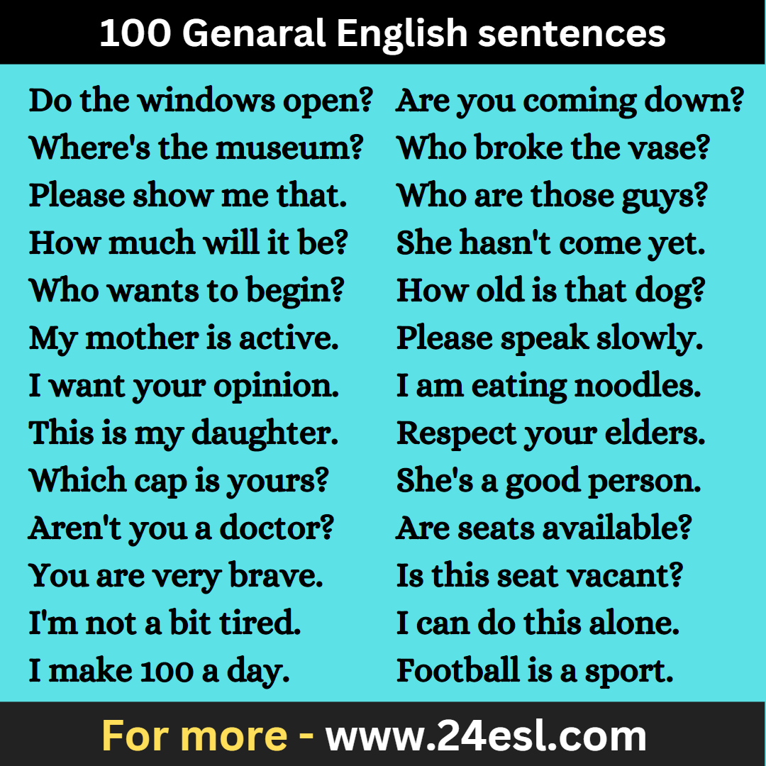100 General English Sentences 24esl