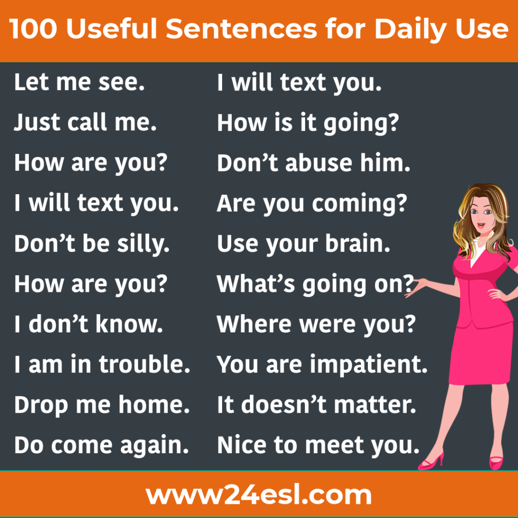 100 Meaningful English sentences - 24esl.com