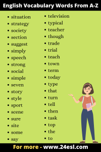 English Vocabulary Words From A-Z - 24esl.com