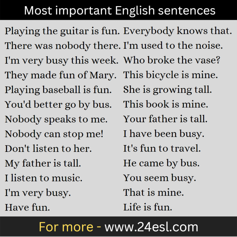 Most important English sentences - 24esl.com