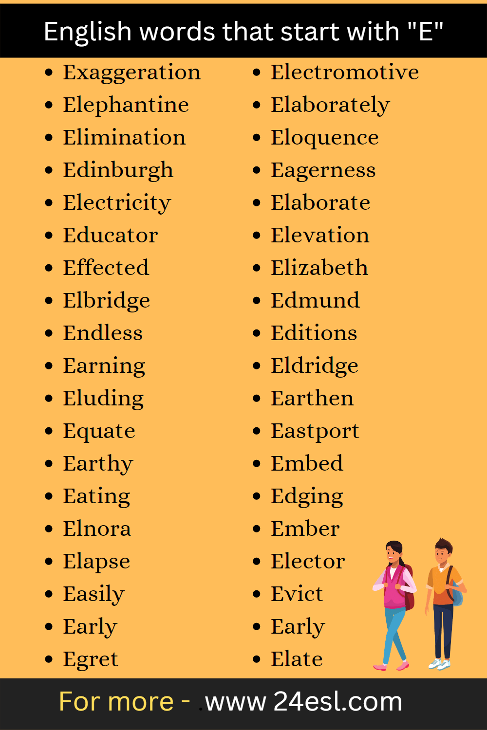 English words that start with “E” - 24esl.com