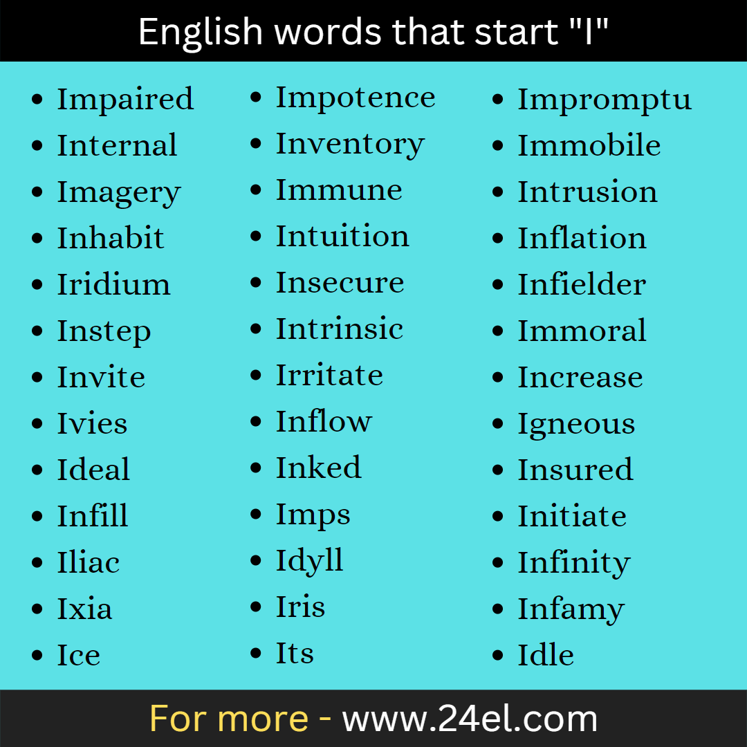 English Words That Start I 24esl