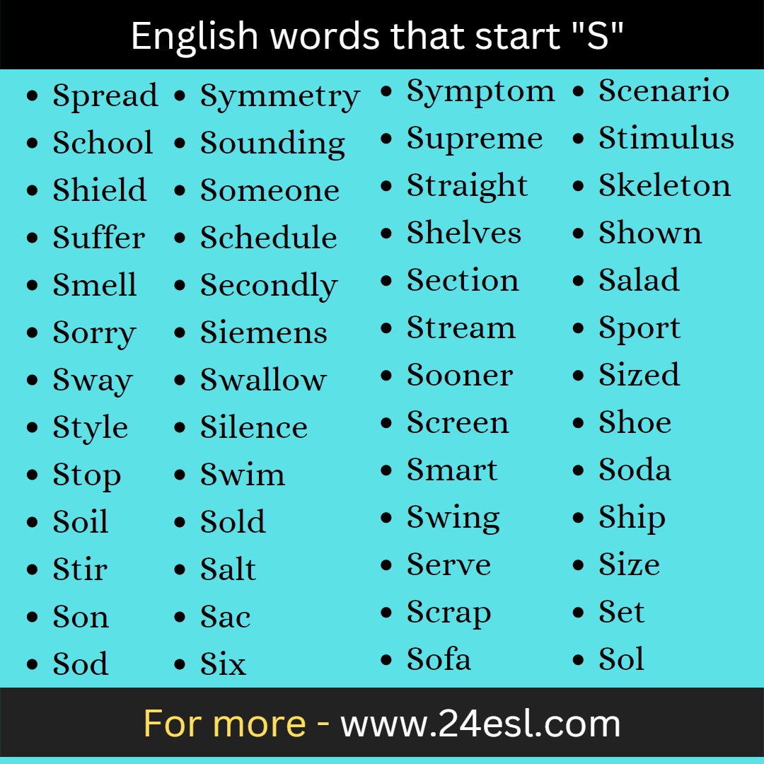 English Words That Start S 24esl