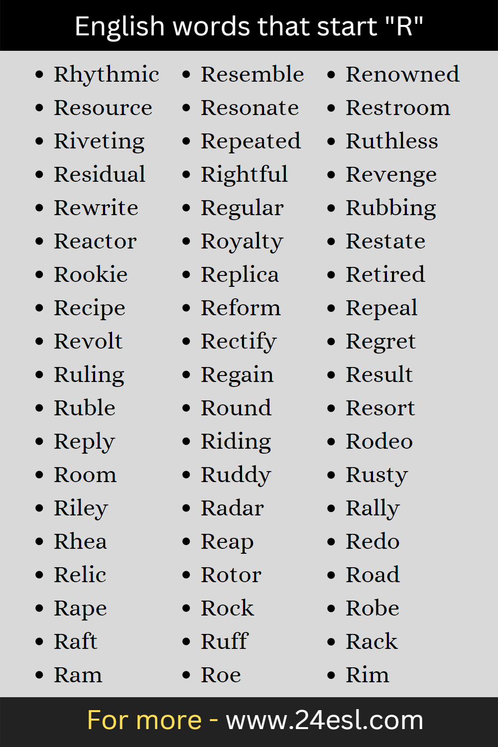 English words that start "R" - 24esl.com