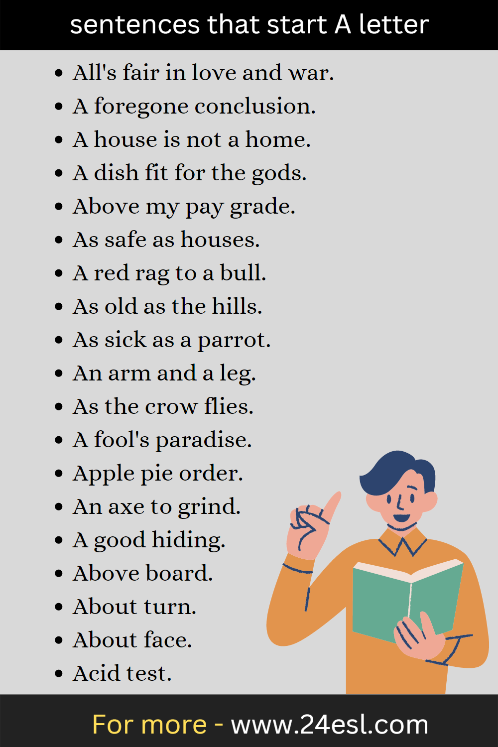 Sentences that start "A "letter - 24esl.com