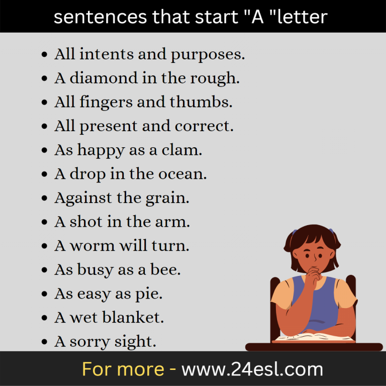 Sentences that start "A "letter - 24esl.com