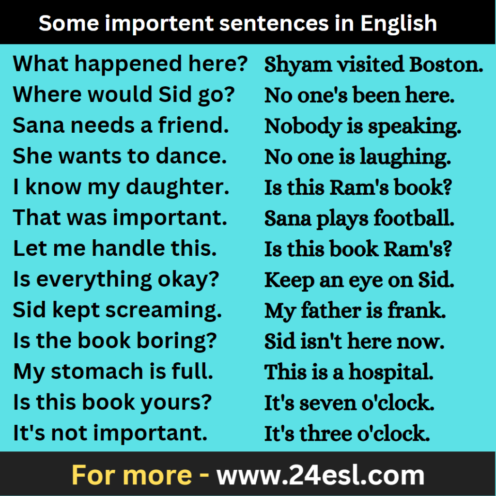 Two words Sentences in English - 24esl.com