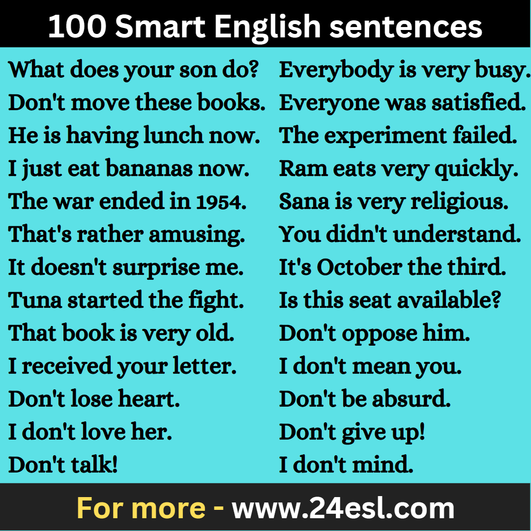 100 Smart English Sentences 24esl 100 Smart English Sentences 24esl