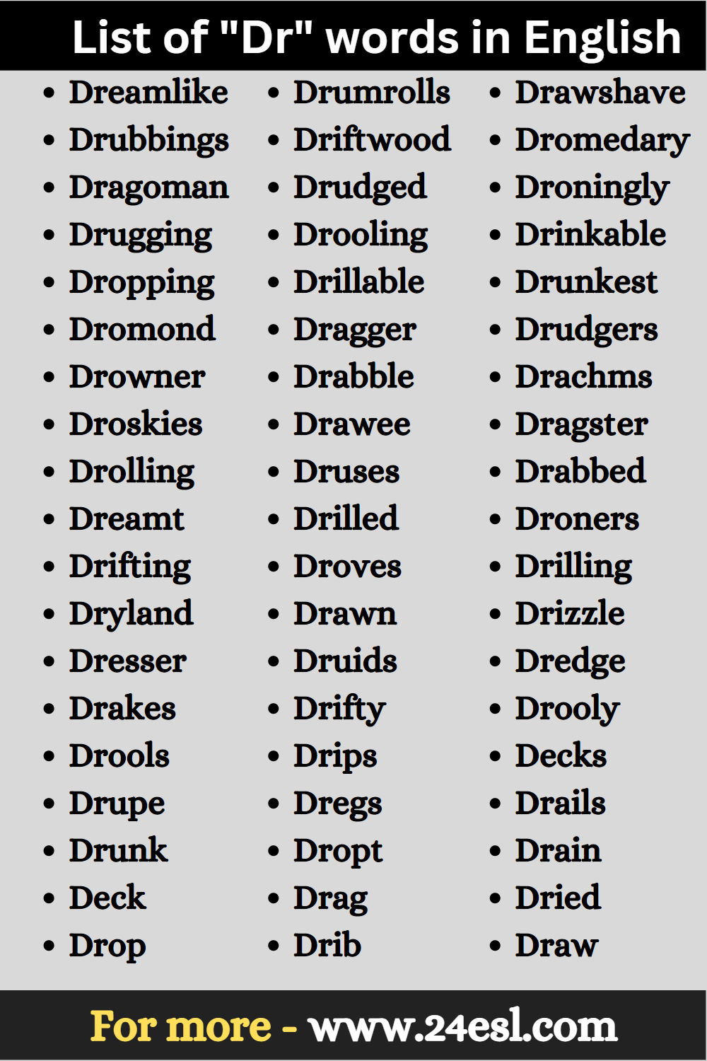 List of "Dr" words in English - 24esl.com