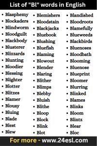 List of "Bl" words in English - 24esl.com