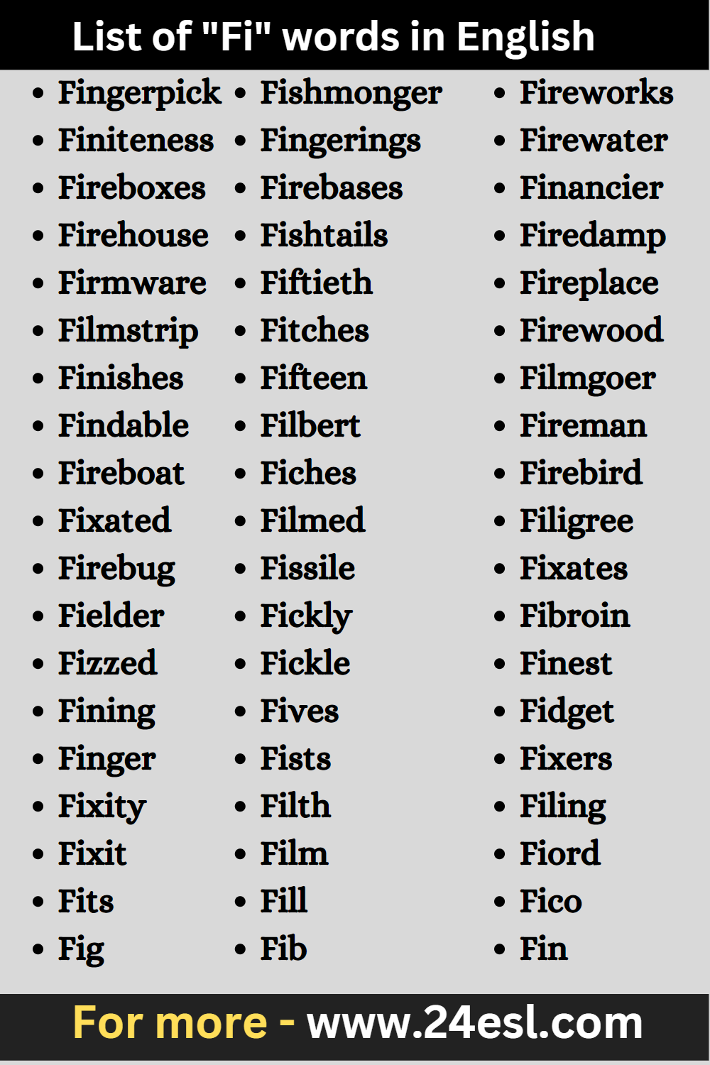 List of "Fi" words in English - 24esl.com