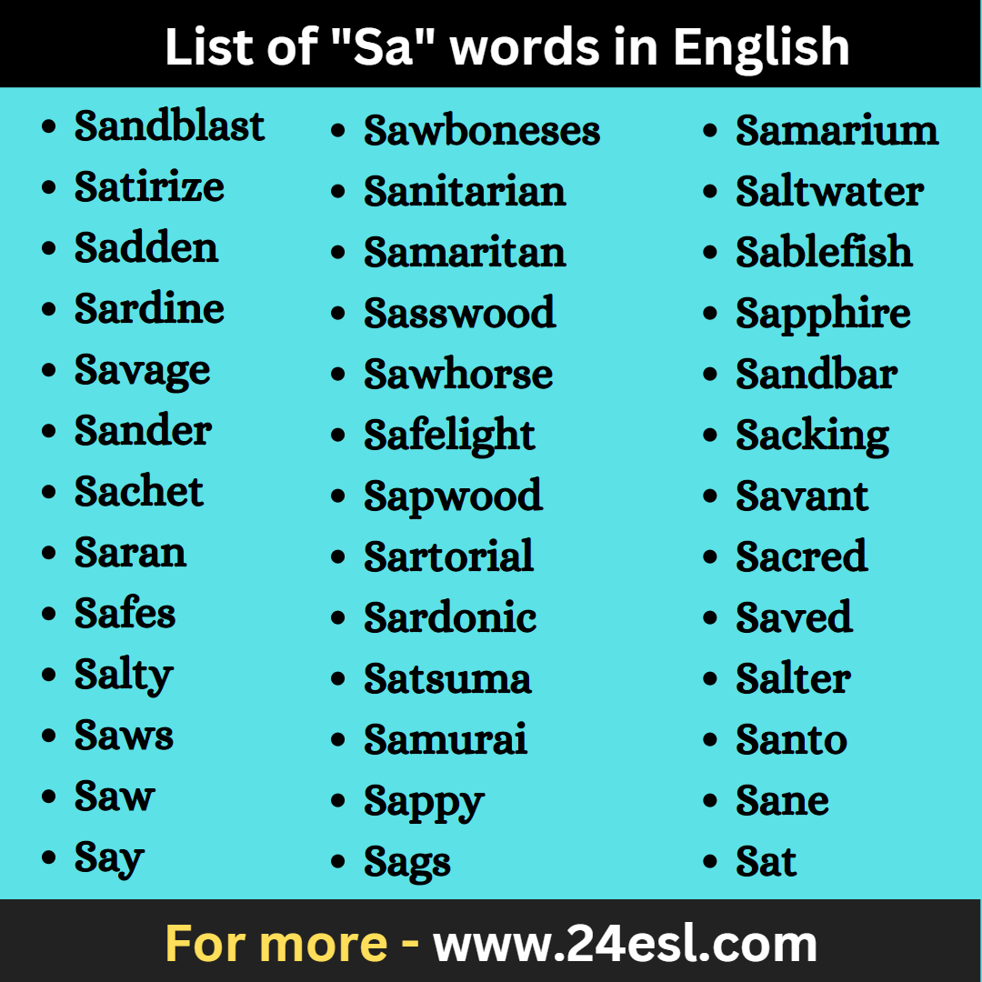 List Of Sa Words In English 24esl List Of Sa Words In English 24esl