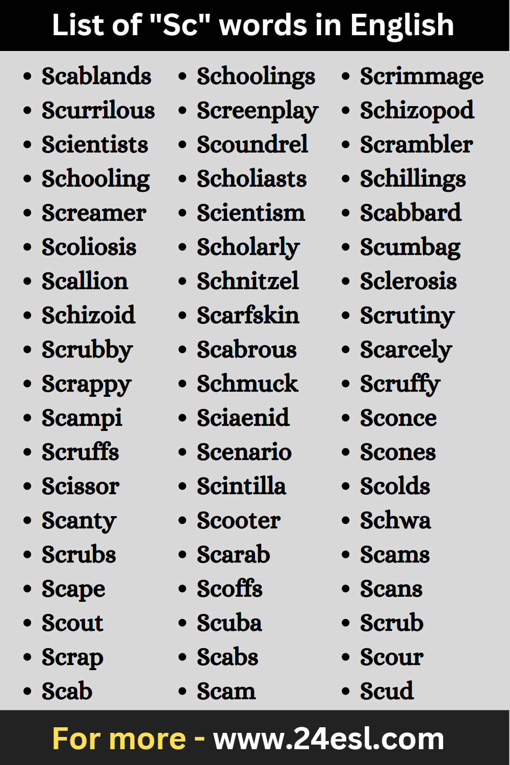 List of "Sc" words in English - 24esl.com