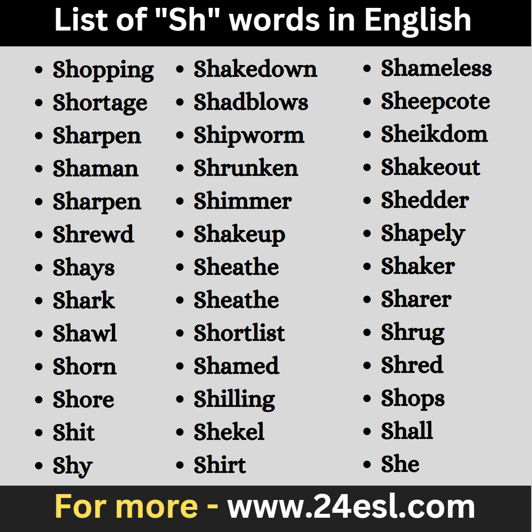 List Of Sh Words In English 24esl List Of Sh Words In English 24esl