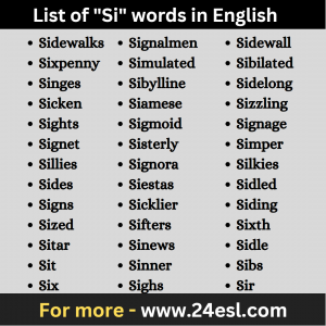 List of "Si" words in English - 24esl.com