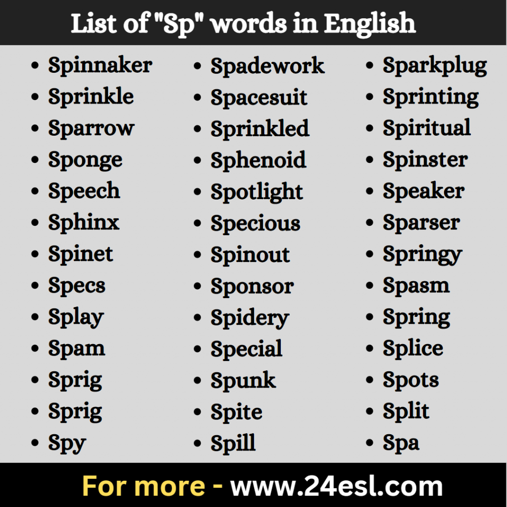 List of "Sp" words in English - 24esl.com