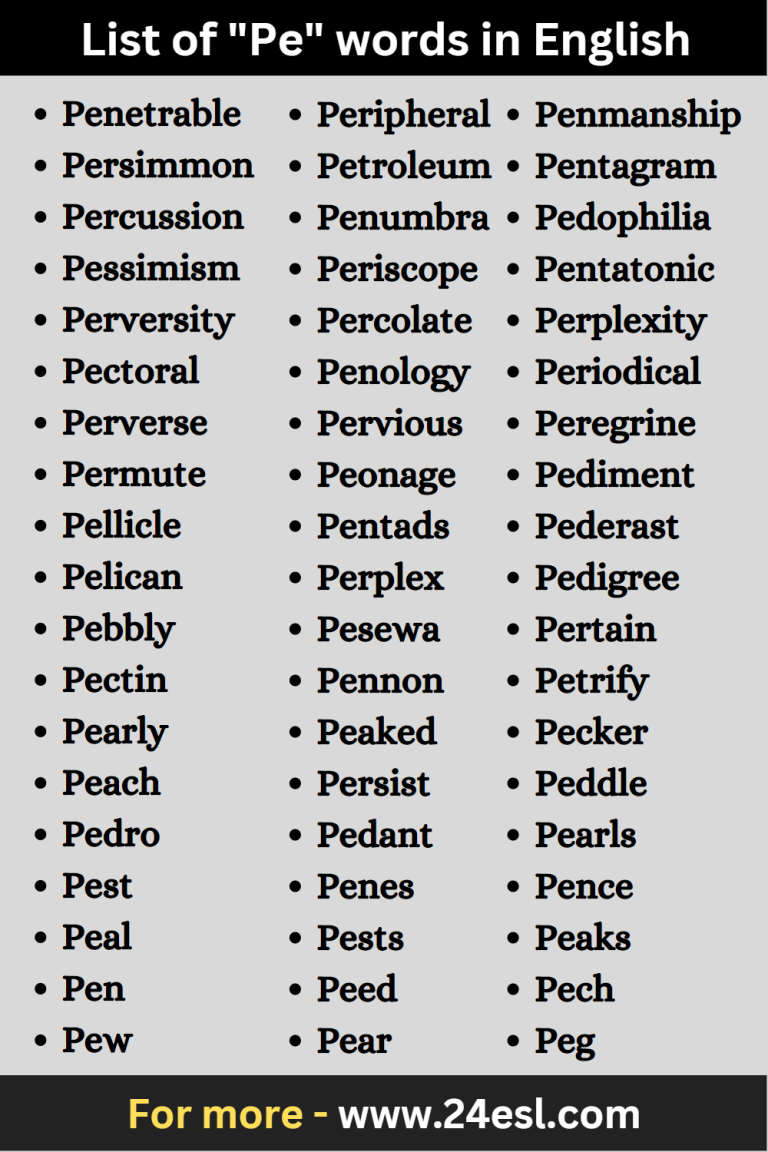 List of "Pe" words in English - 24esl.com