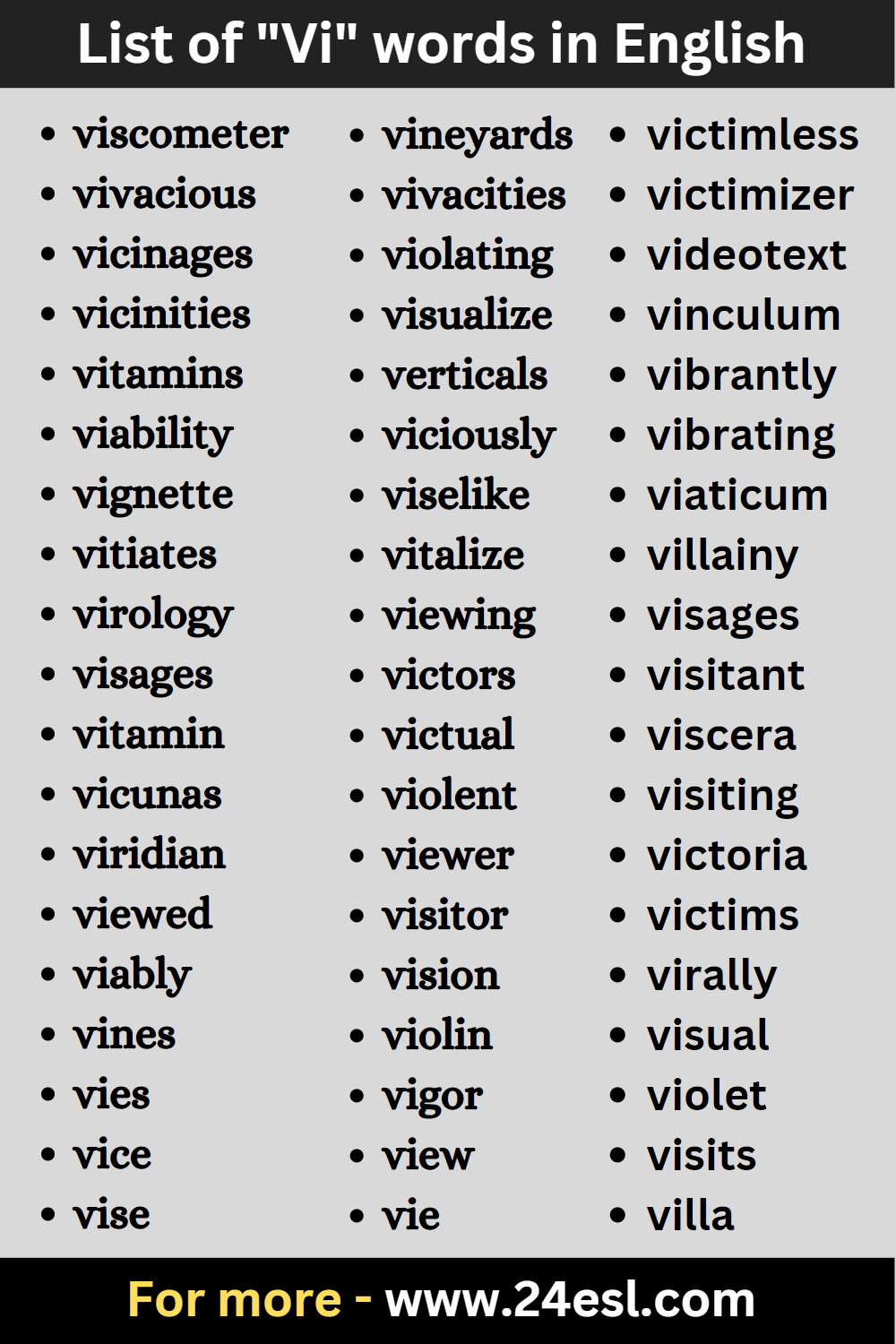 List of "Vi" words in English - 24esl.com