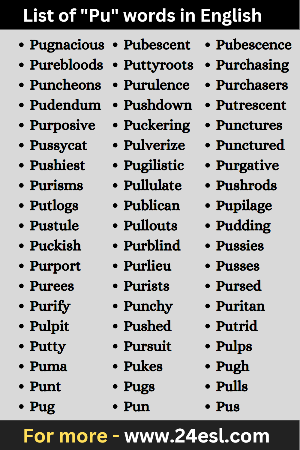 List of "Pu" words in English - 24esl.com