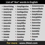 List of "Am" words in English - 24esl.com