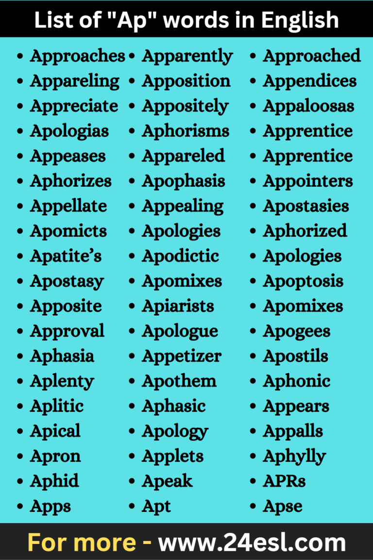 List of "Ap" words in English - 24esl.com