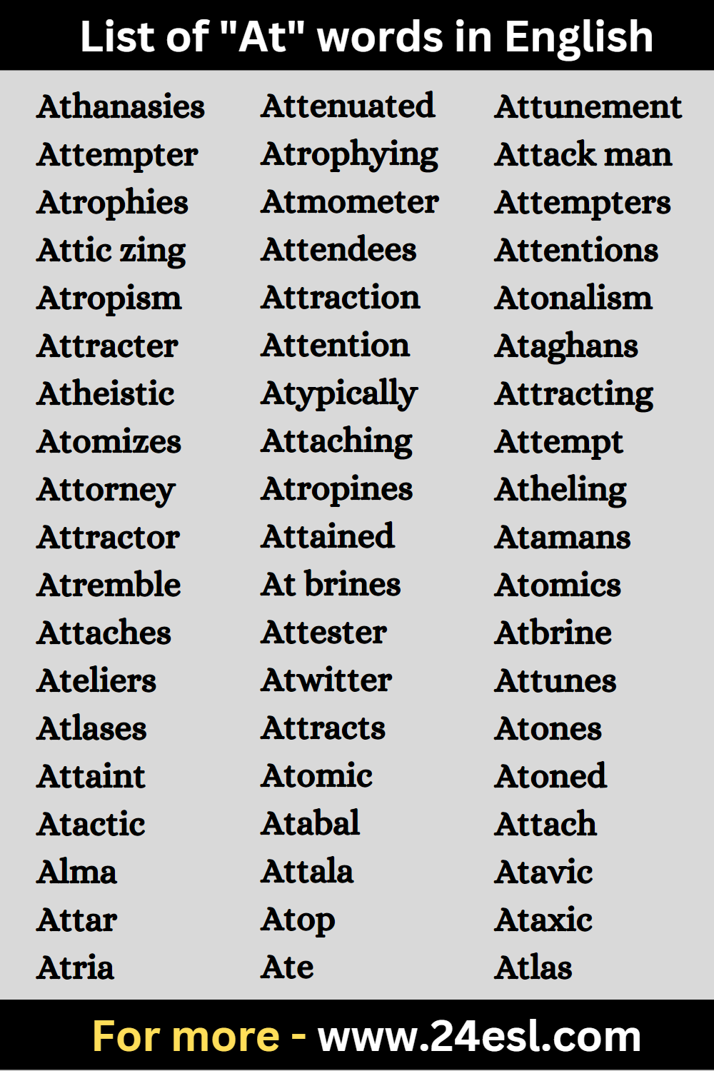 List of "At" words in English - 24esl.com