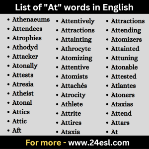 List of "At" words in English - 24esl.com
