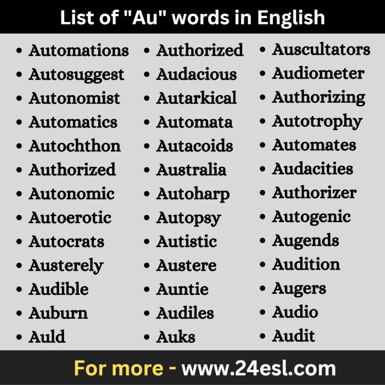 List of "Au" words in English - 24esl.com