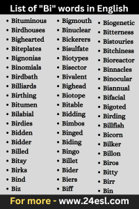 List of "Bi" words in English - 24esl.com