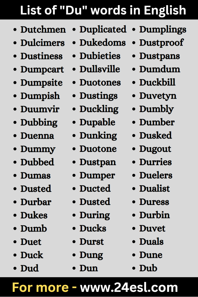 List of "Du" words in English - 24esl.com