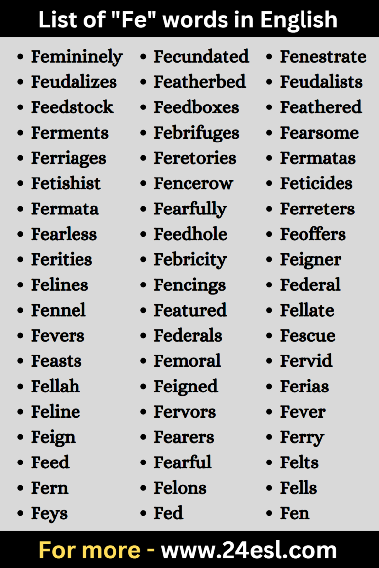 List of "Fe" words in English - 24esl.com