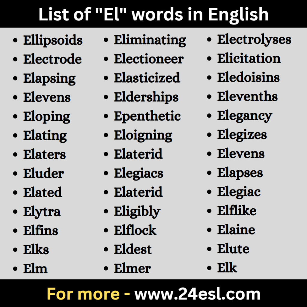 List Of El Words In English 24esl list-of-el-words-in-english-24esl